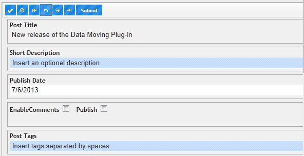 Data Moving Plug-in - Forms & Undo/Redo Stack